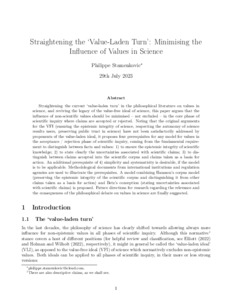 Straightening the ‘Value-Laden Turn’: Minimising the Influence of Values in Science - PhilSci ...